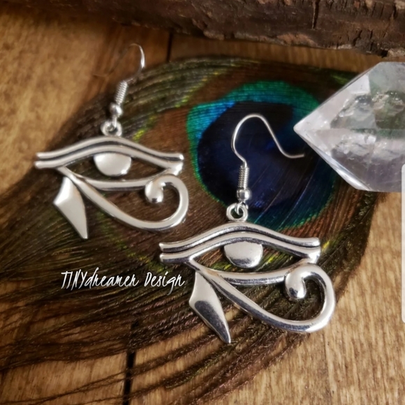 TINYdreamer Design | Jewelry | Silver Hawk Eye Of Horus Earrings Eye Of ...